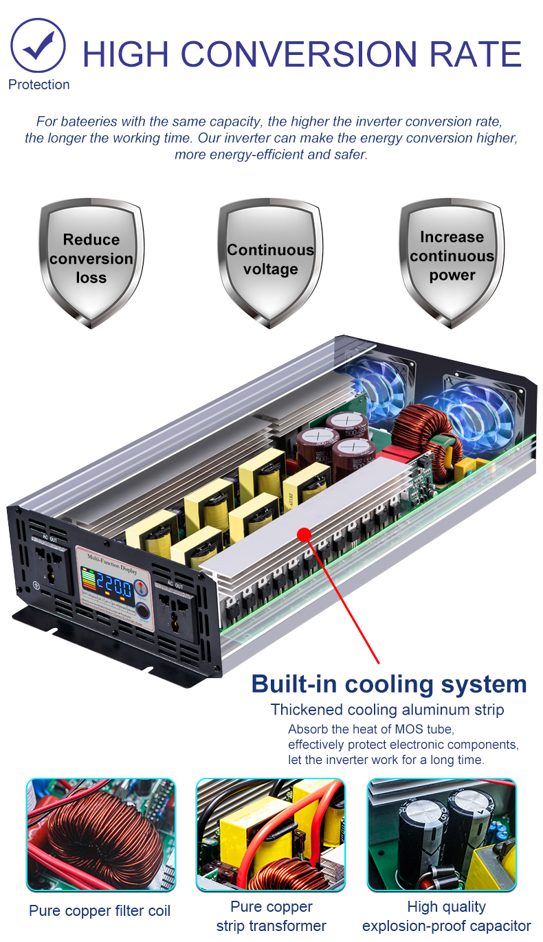 Pure Sine Wave 1600 Watt 0.5kw Inverter Inversor Dc 12 24 Volt To Ac ...